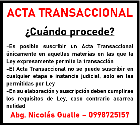 ACTA TRANSACCIONAL – Abogado Nicolás Gualle